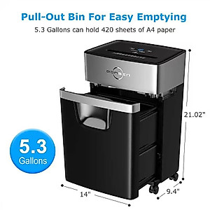 BONSEN 16-Sheet Heavy Duty Paper Shredder for Office, 30-Minute Running Time Cross-Cut CD Shredder with 55dB Low-Noise, 5.3-Gallon Pull Out Bin, Anti-Jam & Quiet Shredder for Home Office (S3102)