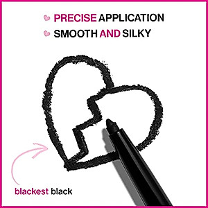 wet n wild Breakup Proof Retractable Gel Waterproof Eyeliner | Blackest Black | Quick Drying | Smudge Resistant | Long Lasting 16 Hour Wear | Ultra Fine