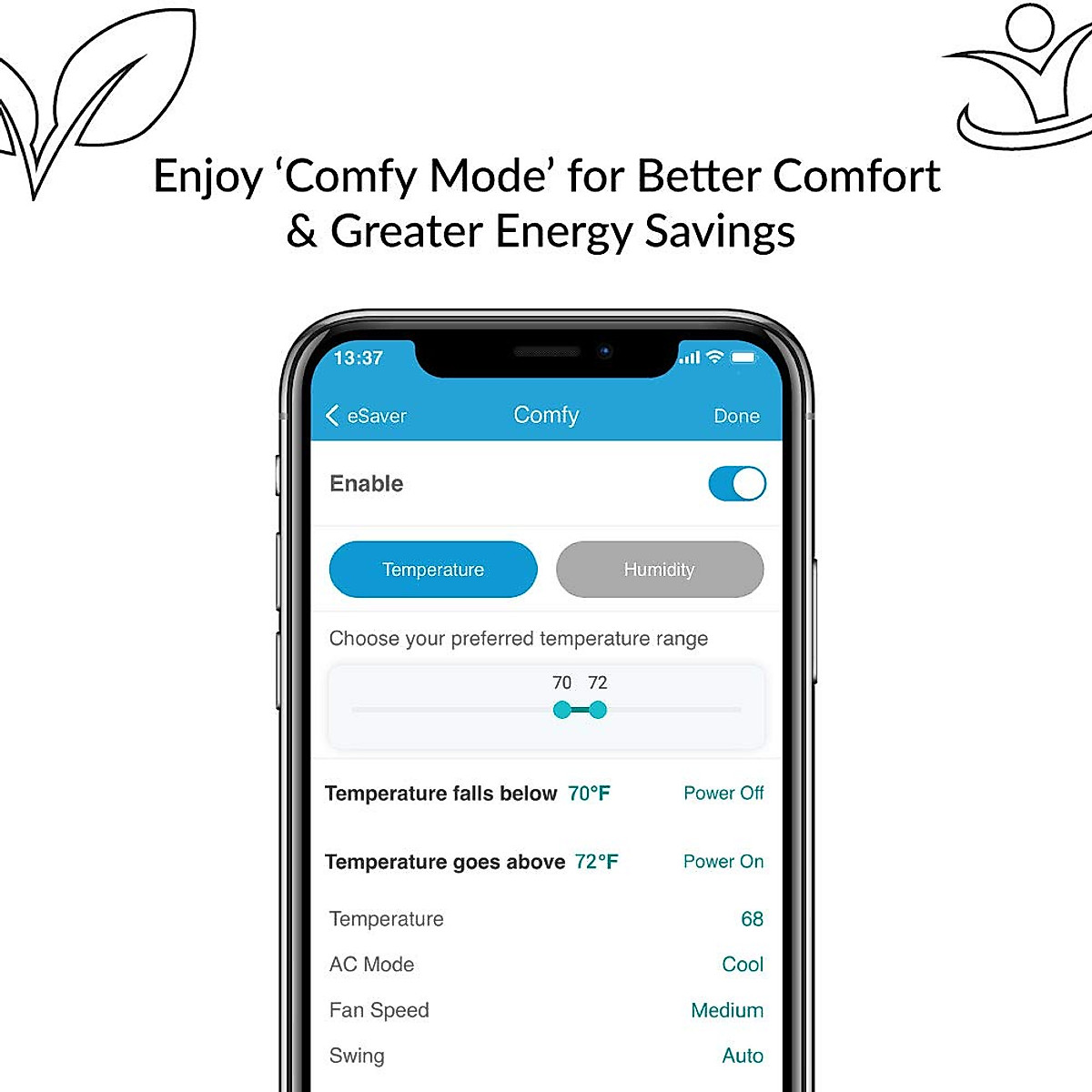 Cielo Breez Eco Smart AC Controller | Works with Mini Split, Window & Portable ACS | WiFi, Alexa, Google, SmartThings, Free Apps, NO Monthly Subscription | Schedules, Geofencing, Comfy & More (White)