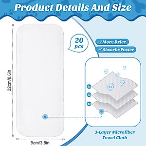 Tondiamo 20 Pieces Dog Diaper Pads Washable Reusable Replaceable Diapers Liner Pads for Small Medium Dog (Male, Medium) white