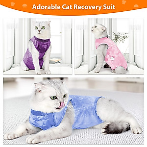 Cat Recovery Suit for Spay Cat Onesie for Cats After Surgery, Breathable Cat Surgery Recovery Suit Female Male Surgical Spay Suit, Kitten Recovery Suit E Collar Alternative Anti Licking Wounds, Large