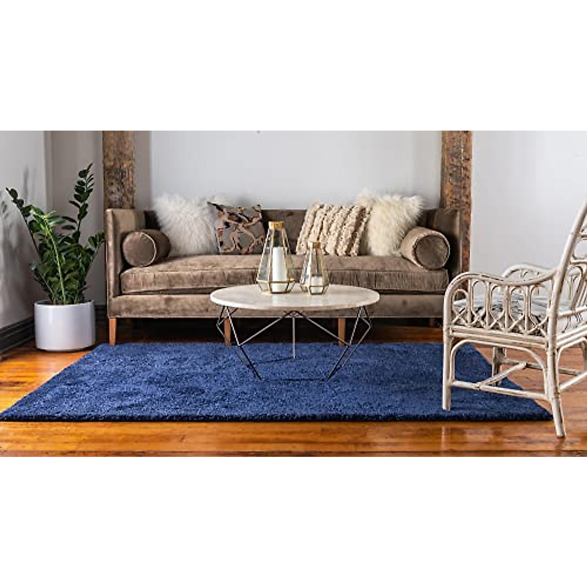 Unique Loom Solo Collection Area Rug - Calabasas (4' 1" x 6' 1" Rectangle, Navy Blue)