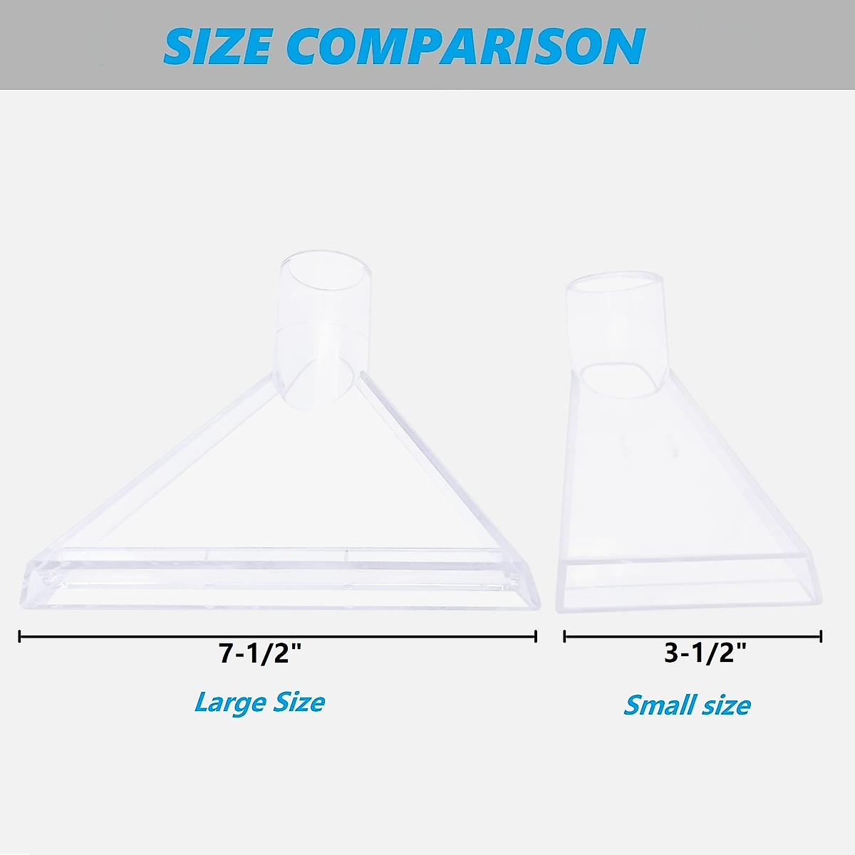 Happy Tree Universal Fits All Shop Vacs with 2-1/2"& 1-7/8" & 1-1/4" Adapters Large 7-1/2"& Small 3-1/2" Clear Head for Upholstery/Carpet Cleaning, Shop Vac Extractor Attachment