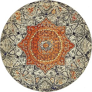 Unique Loom Vita Collection Modern Over-Dyed Center Medallion Vintage Area Rug, 8 ft x 8 ft, Gray/Ivory