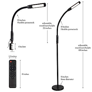 Brightech Vista 3-in-1 Desk Lamp for Living Rooms, LED Floor Lamp, Tall Lamp with Remote Control, Work Light for Documents, Standing Lamp with Flexible & Adjustable Gooseneck for Reading and Crafts