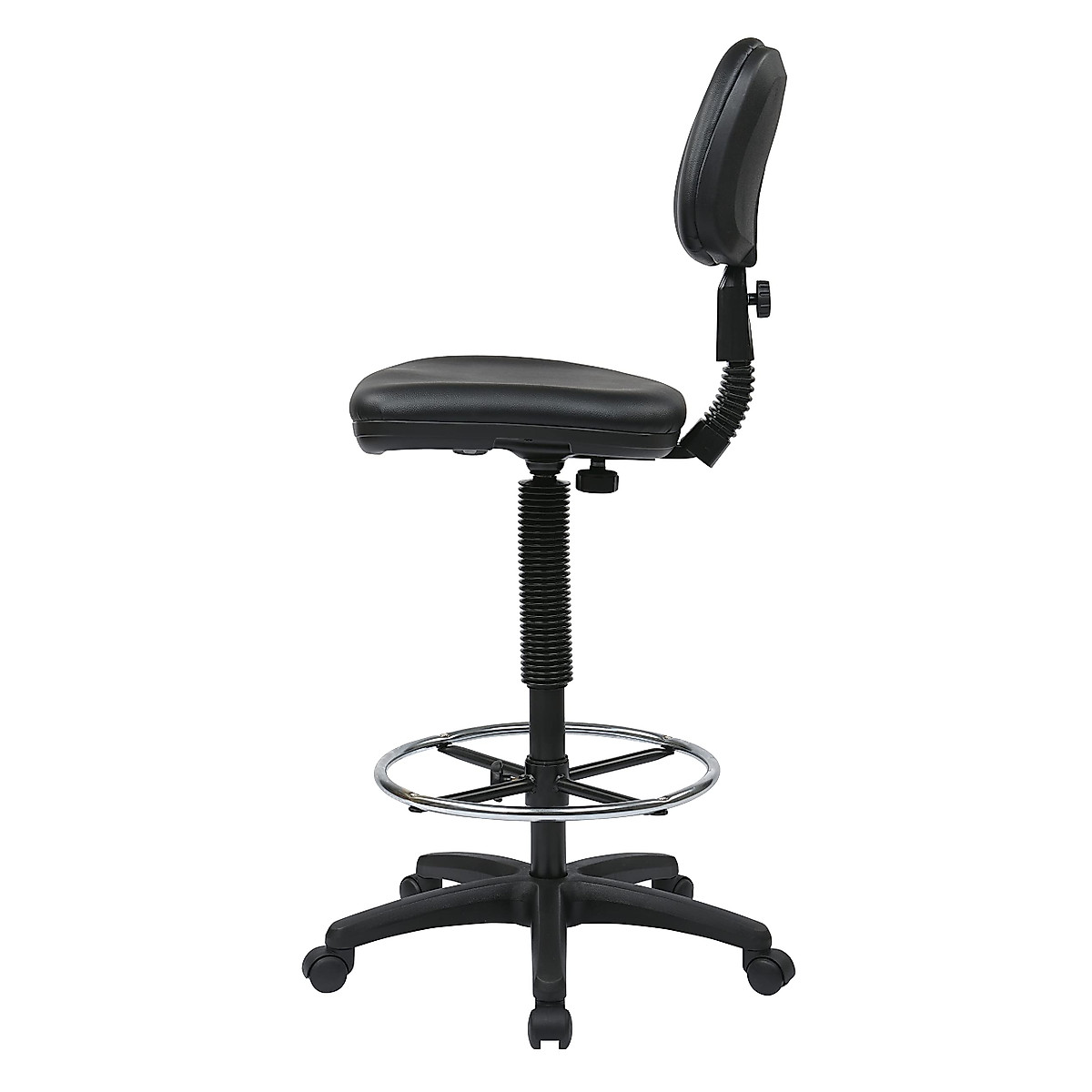 Office Star DC Series Adjustable Drafting Chair with Foot Ring and Sculptured Foam Seat, Black Vinyl