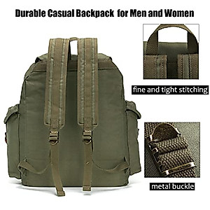 WINTMING Vintage Canvas Backpack Women Men Travel Rucksack Casual Laptop Backpack (Army Green)