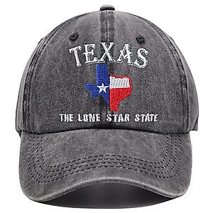 OASCUVER Texas Lone Star State Hat, American TX States Flag Map Shape Embroidered Adjustable Baseball Cap for Men Women