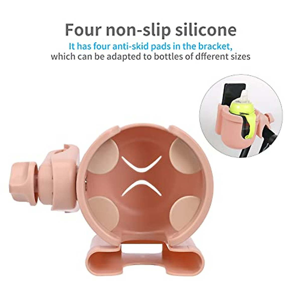 Suranew Adjustable Stroller Cup Holder with Phone Holder for Baby Stroller for Family Members,Pink