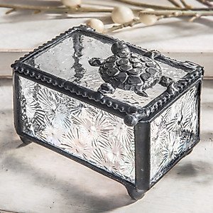 J Devlin Sea Turtle Trinket Glass Jewelry Box 331