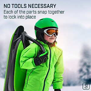 Gizmo Riders Skidrifter Sled for Kids, Snow Sled with Brake for Ages 3 and Up, Weight Capacity 150 lbs (Mystic Green)