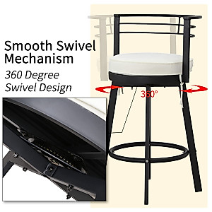 PatioFestival Patio Swivel Bar Stools Set of 2,Outdoor High Bistro Stools&Bar Chairs with Curved Backrese,Morden Cushioned All-Weather Bar Dining Chair Patio Furniture for Garden Deck Lawn Garden