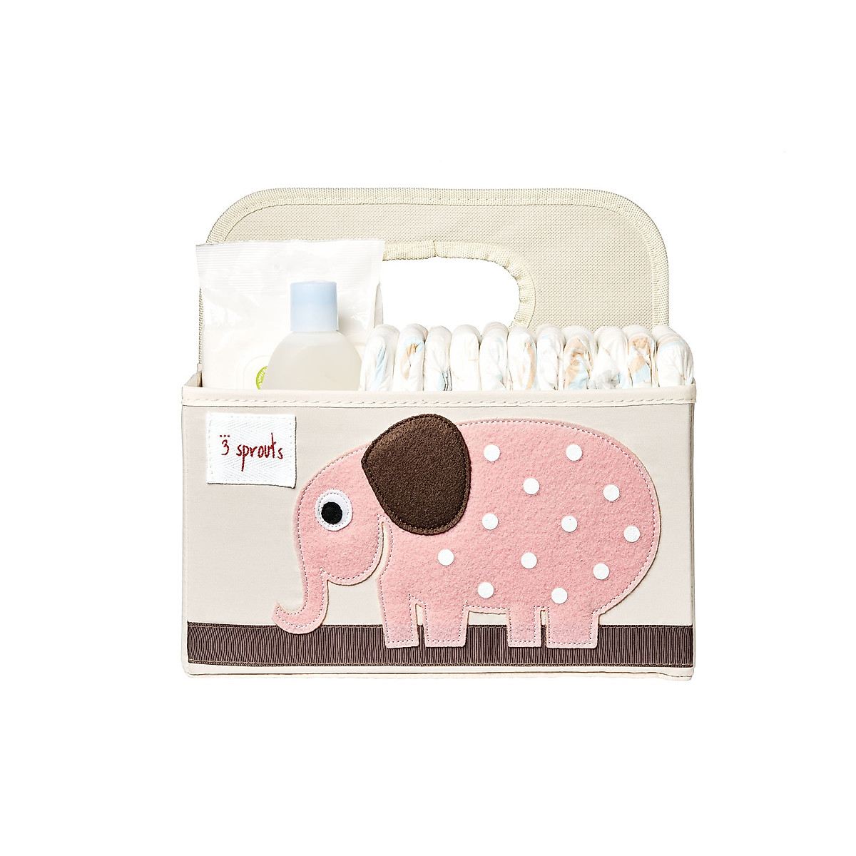3 Sprouts Baby Diaper Caddy - Organizer Tote Bag for Baby Essentials Boy or Girl - Baby Shower Basket - Nursery Must Haves - Registry Favorites - Newborn Caddie Car Travel, Elephant