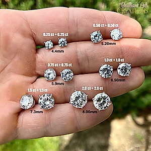 1 Ct. - 4Ct. Moissanite Stud Earrings, Moissanite Diamond Stud Screw Back Earring, 14k Gold Stud Earrings for Women (1.5 Ct [5.9mm *2], 14k Yellow Gold)