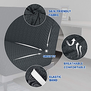 MAXIJIN Jacquard Futon Cover Stretch Armless Sofa Cover Soft Slipcover with Elastic Bottom Thick Furniture Protector for Washable Futon (Dark Gray)