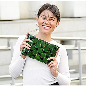 Time Resistance Leather Clutch Purse Women's Wrist Bag Shoulder Bag Handbag Green