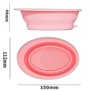 Makeup Brush Cleaning Mat, Silicone Makeup Brush Scrubber, Cosmetic Brush Cleaner, Brush Cleaning Pad, Foldable Makeup Brush Cleaning Bowl Suitable for Makeup Brush, Makeup Sponge, Powder Puff (Pink)