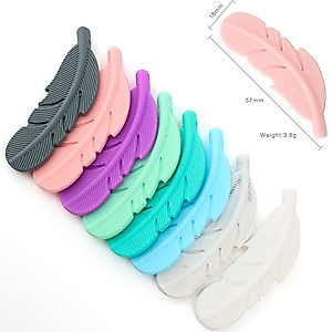 Weekjoey 20Pcs Feather Silicone Beads Jewelry Makeing DIY Bracelet Necklace Pendant Mix 20 Colors Soft Colorful Loose Beads Handmade Supplies