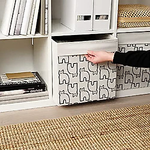 DRÖNA Box Cat Patterned/Beige 13x15x13 ' Storage Box for KALLAX Shelving Units & Cabinets, Medium