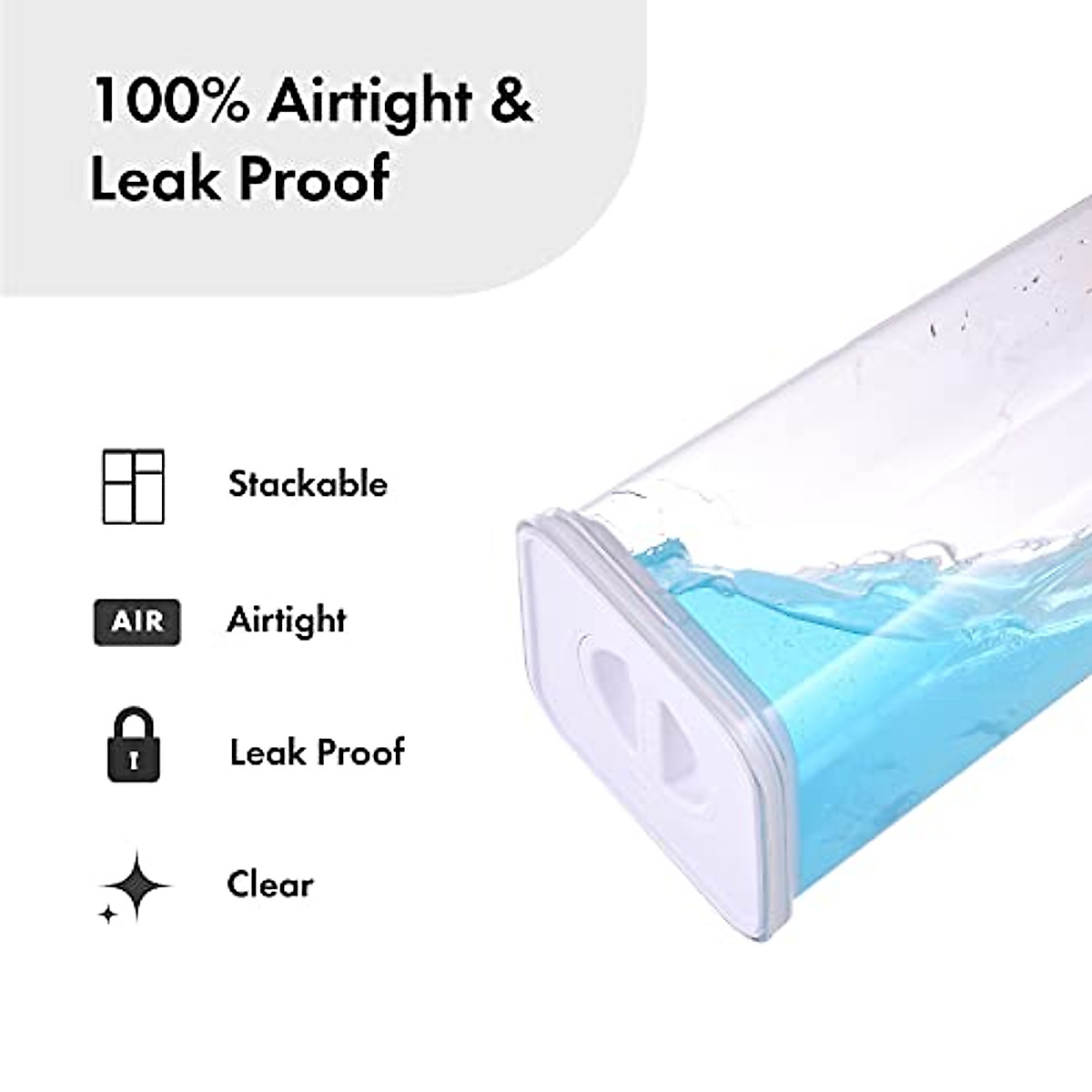 Neoflam Smart Seal 6pc Patent Airtight Kitchen Pantry Canister/Organizer Clear Plastic Container & Simple Twist Lids, 100% Leak Proof, Dishwasher Safe, BPA Free, Dry Food Storage Set, White