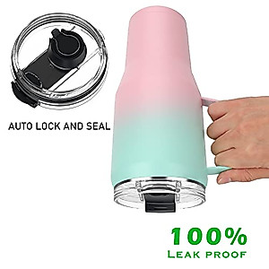 Zenbo 40 oz Mug Tumbler – Stainless Steel Vacuum Insulated Mug with Handle, Screw on Lid and Straw – Keeps Drinks Cold up to 34 Hours – Insulated Tumbler Sweat Proof, Leak Proof, Dishwasher Safe
