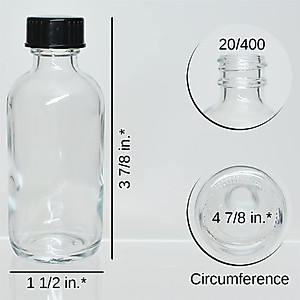 GlassBottleOutlet (Pack of 80) 2 oz. Clear Boston Round with Black Poly Cone Cap