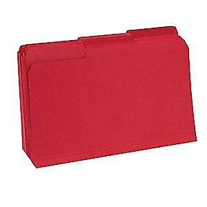 Staples 224550 Colored Top-Tab File Folders 3 Tab Red Legal Size 100/Pack