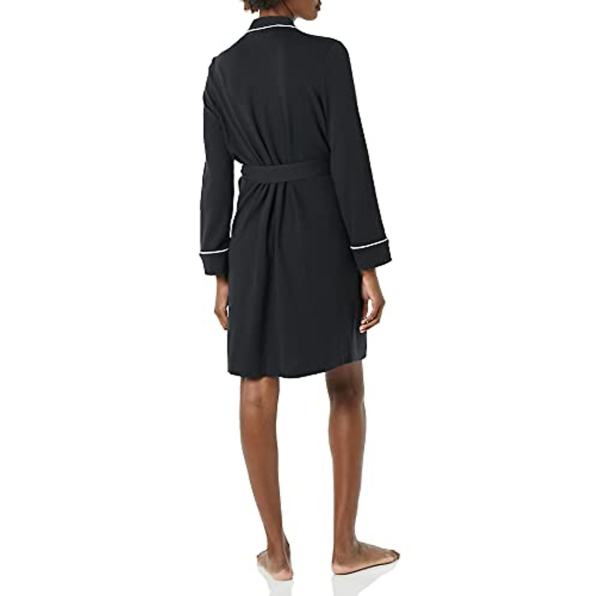 Amazon Essentials Women's Lightweight Waffle Mid-Length Robe (Available in Plus Size), Black, X-Large