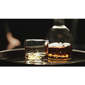 LIITON Mt Everest Whiskey Glasses Set of 4, Heavy Rocks Glasses Gift Set With Raised Mountain For A Quick Chill Without Ice
