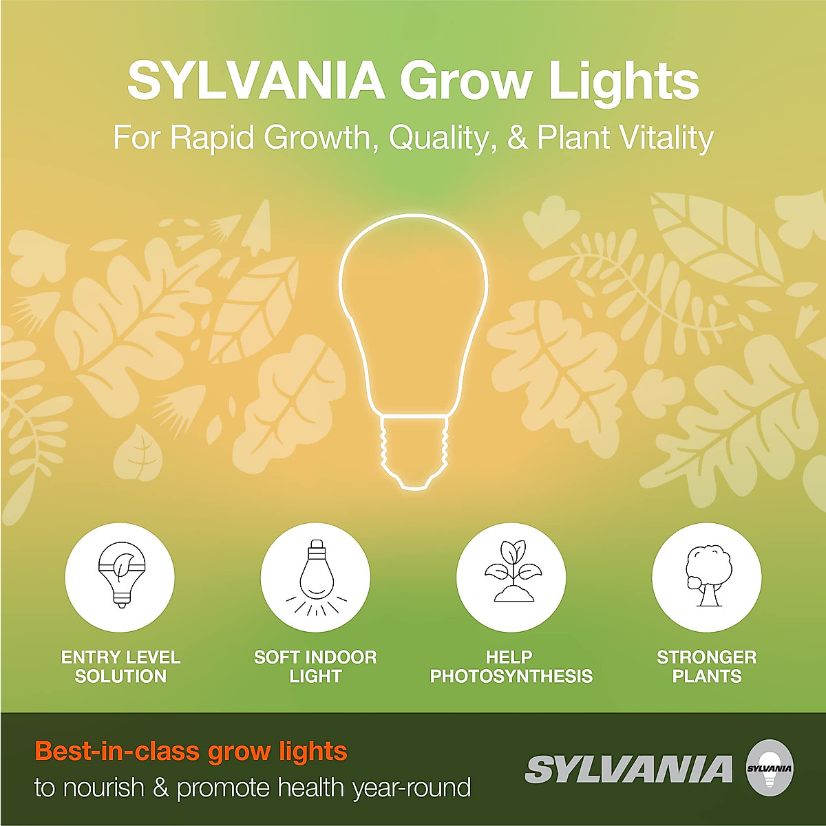 SYLVANIA Incandescent Spot-Gro 60W Grow Light Bulb, A19, Dimmable, 705 Lumens, Frosted, 2850K, Soft White - 1 Pack (12280)