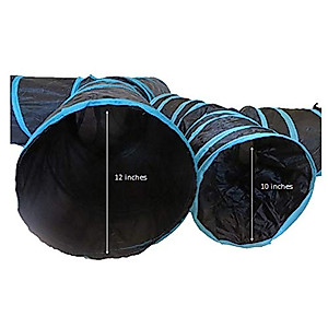 Feline Ruff Premium 4 Way Cat Tunnel. Extra Large 12 Inch Diameter and Extra Long. A Big Collapsible Play Toy. Wide Pet Tunnel Tube for Rabbits, Kittens, Large Cats, and Dogs.