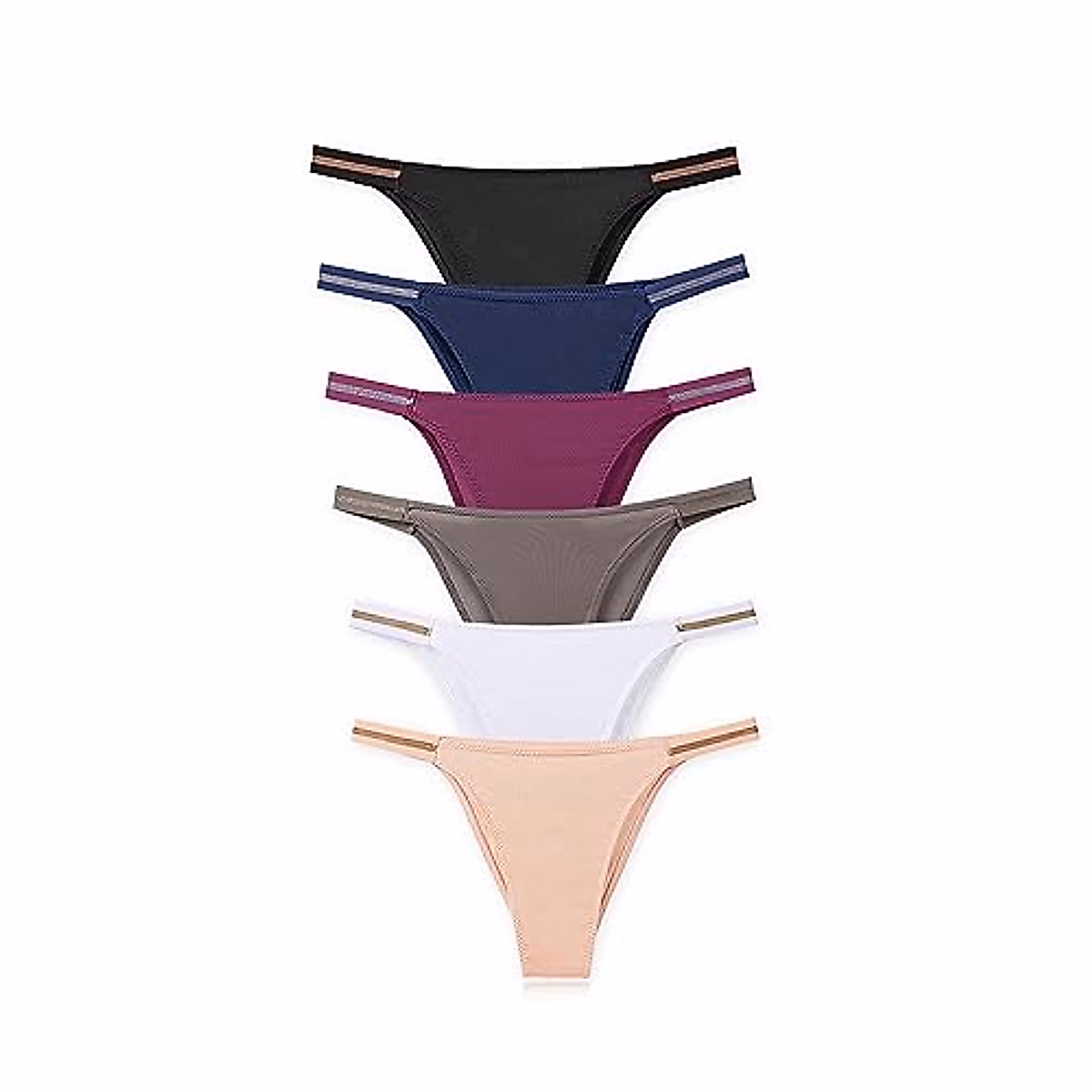 Bolivelan Women G-String Panties High Cut Low Rise Tanga Underwear for Ladies Pack of 6 (US 4, Multicolor)