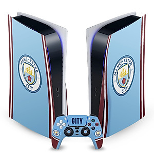 Head Case Designs Officially Licensed Manchester City Man City FC 2022/23 Home Kit Logo Art Vinyl Faceplate Gaming Skin Decal Compatible With Sony PlayStation 5 PS5 Disc Console & DualSense Controller