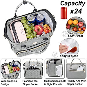 Artelaris Lunch Bags for Women, Insulated Lunch Bag, Large Leak Proof Lunch Cooler Bag, Lunch Tote Bag for Work, Meal Prep Lunch Box for Women, Red and Grey