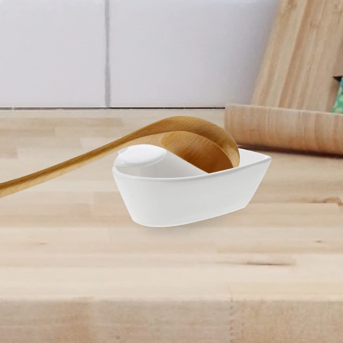 HEMOTON 2pcs Ceramic Spoon Rest Heart Shaped Kitchen Spoon Holder Spoon Rack Spoon Rest Stand Ladle Holder Kitchen Utensil Rest for Spatula