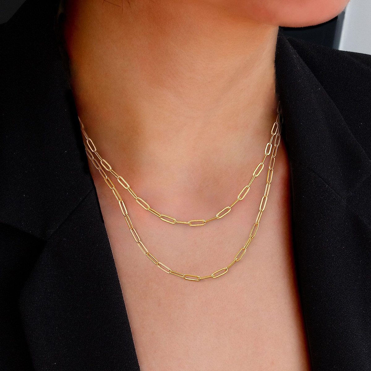GLIVEOR Gold Paperclip Chain Necklace for Women, 14K Gold Over Paperclip Chain Necklace for Women 3mm Paperclip Chain Gold Chain for Women 20 Inch Gold Chains Gold Necklace