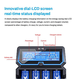 XTAR X4 Extended Version Protected 21700 20700 Battery Charger LCD Display AC Input Port 18650 Charger 2A Fast Charger with Mirco USB Output for Rechargeable 3.6V 3.7V Li-ion 1.2V Ni-MH Ni-CD Battery