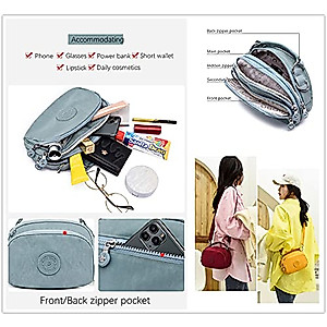 OPXTO-BoBo Lightweight Small Solid Color Crossbody shoulder bag, Nylon Multi-Pocket Cell Phone Purses Wallet for Women. (Classic black)