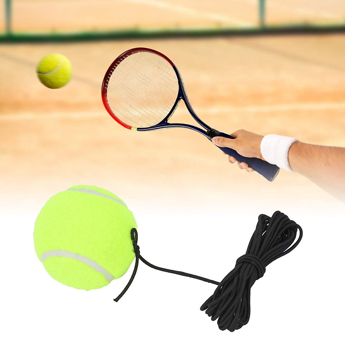 Fabater with 4M Rubber Rope Tennis Ball Single Practice, Sturdy Tennis Training Ball, for Beginners Indoor and Outdoor