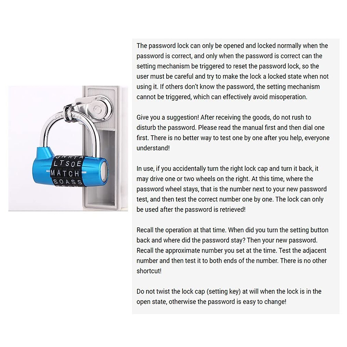 Gym Locker Lock,Letter Combination Lock,5 Dial Letter Lock,5 Digit Combination Lock,Word Combination Lock,Gym Locker Lock,Padlock with Code,Combo Padlock,Suitable for Gym Locker Lock,toolboxes(Blue)