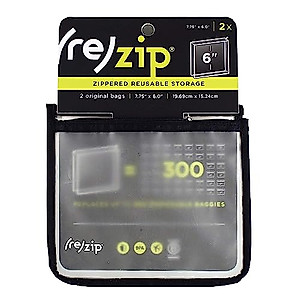 rezip 2-Pack Medium Size Storage Bags | Zippered, Reusable Bags for Travel & Household Storage | BPA-Free, Food Grade, Machine Washable (Black)