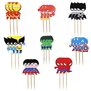 Confetti 24pc Cartoon Superhero Cupcake Topper for Kids Birthday Party Cake Decoration Supplies Super Heroes Cupcake Toppers Cupcake Toppers/Super Heroes Party Supplies/Superheroes Inspired