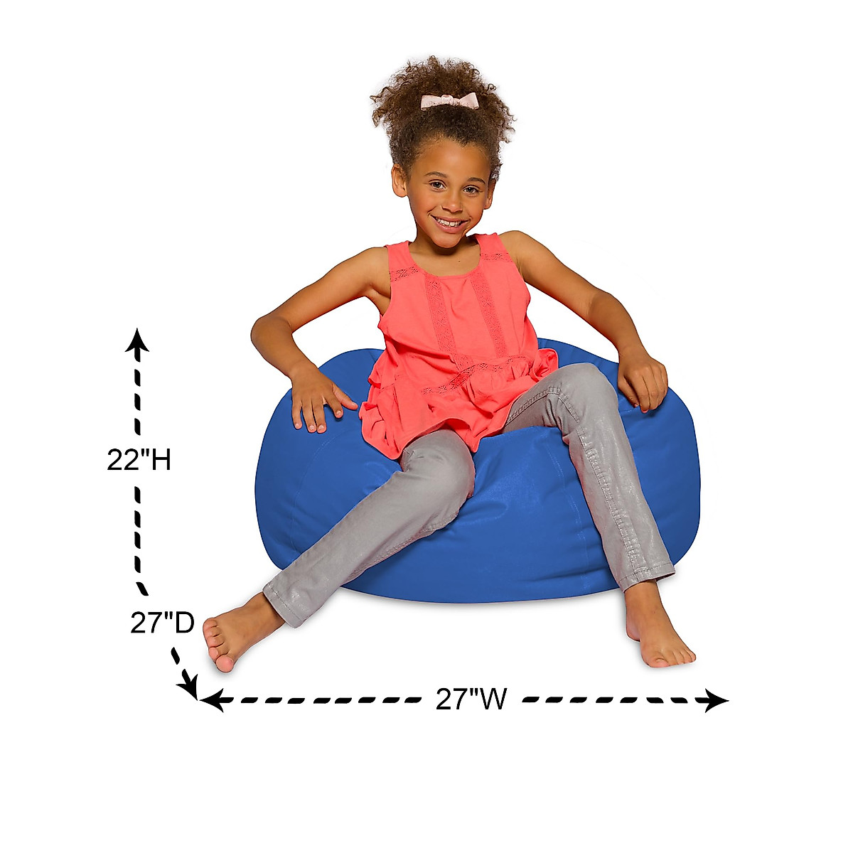 Posh Creations Bean Bag Chair for Kids, Teens, and Adults Includes Removable and Machine Washable Cover, Solid Royal Blue, 27in - Medium