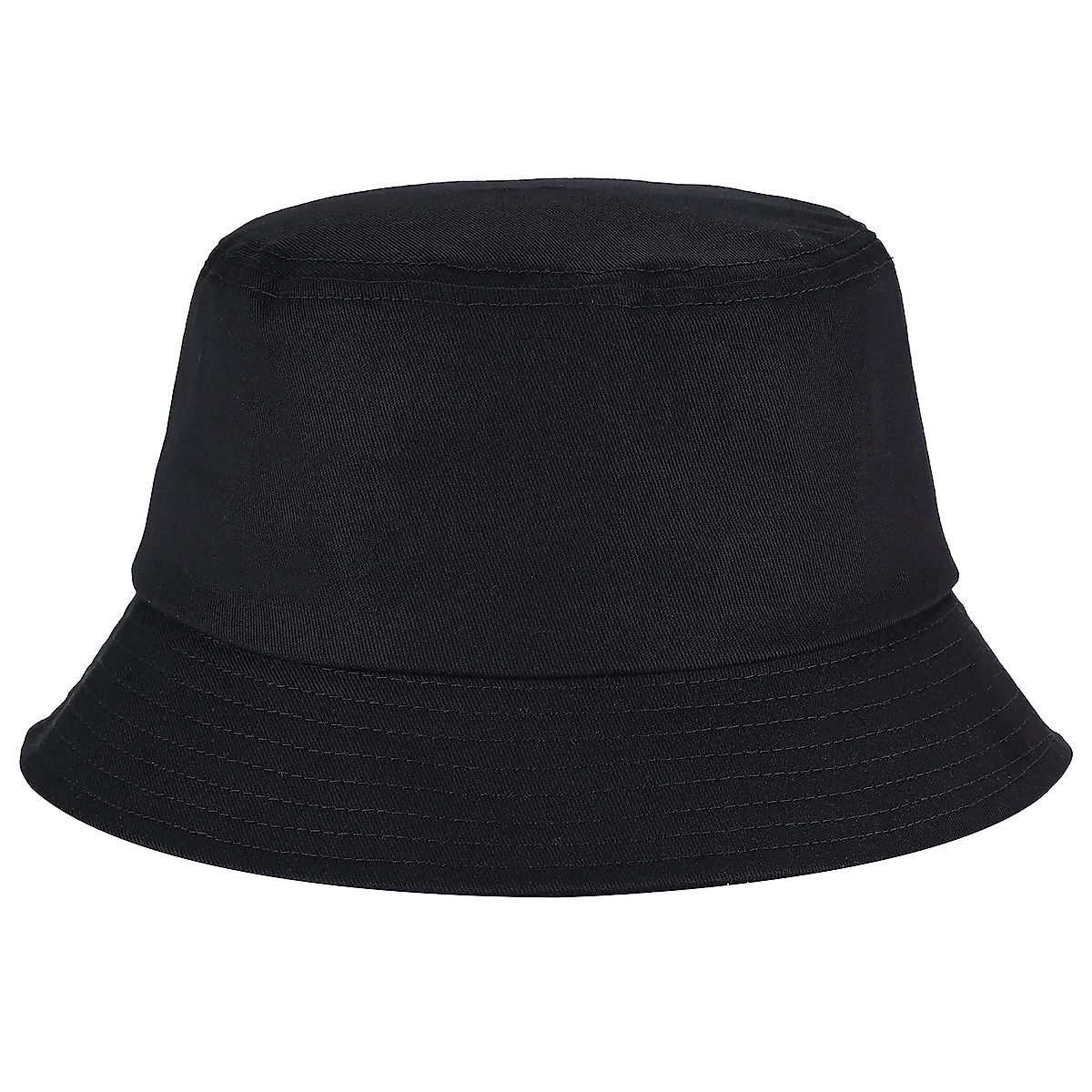 Umeepar Unisex Cotton Packable Bucket Hat Sun Hat Plain Colors for Men Women (1 Plain Black)