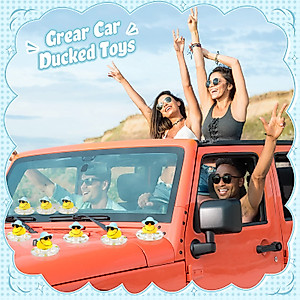 Sotiff Mini Rubber Ducks Bulk for Kids Children Cute Yellow Duck Toy for Dashboard of Car Bathtub Ornaments with Sunglasses Swim Ring Mini Hat Necklace and for Baby Shower(12 Sets,Cute)