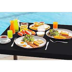 homing 2 Pack Rectangle Table Cloth, Elastic Fitted Fabric Tablecloth Fits for 6 Foot Folding Tables, Washable Table Cover for Picnic, Camping, Indoor & Outdoor (Black, 30" x 72")