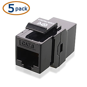 Cable Matters [UL Listed] 5-Pack 10Gbps Cat6 Keystone Coupler, RJ45 Keystone Jack Coupler/Ethernet Female to Female Keystone Jack in Black for Patch Panel, Wall Plate