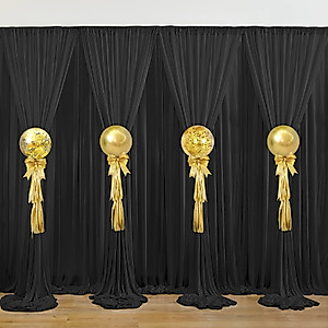 10 ft x 40 ft Wrinkle Free Black Backdrop Curtain Panels, Polyester Photography Backdrop Drapes, Wedding Party Home Decoration Supplies