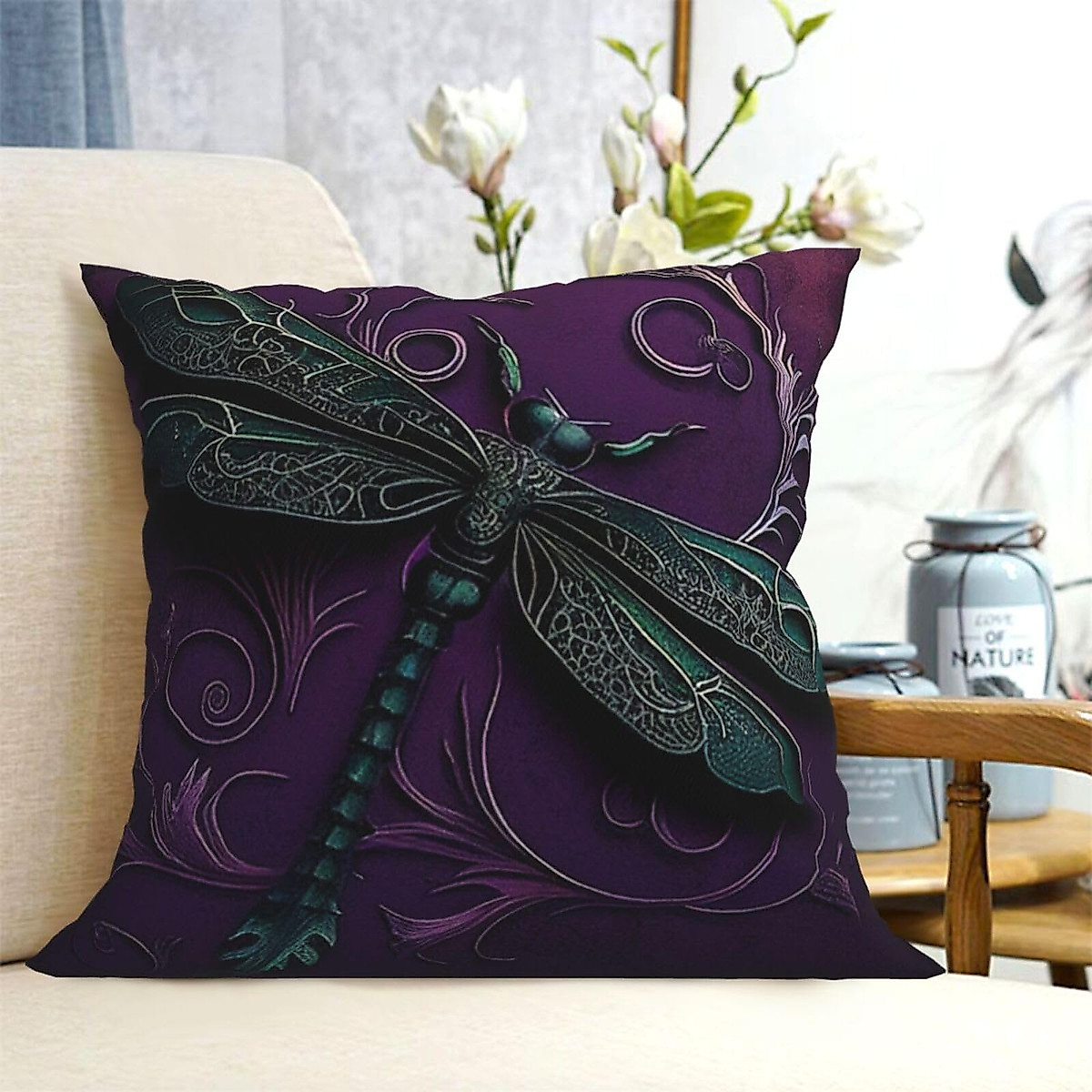 Yioniii Red Christmas Town and Moon，Pillow Covers Decorative Cushion Cover Throw Printed Pillow Case 16 X 16 Inch,Dark Red and White