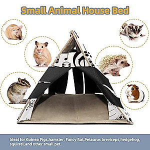 Y-DSIWX Guinea Pig House Bed, Rabbit Large Hideout, Small Animals Nest Hamster Cage Habitats Retro Music Notes Vintage Pattern